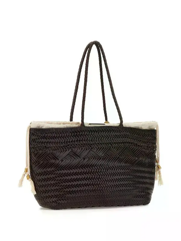 GIANNI CHIARINI Large Paloma Woven Shoulder Bag With Tassel Detail - Brown