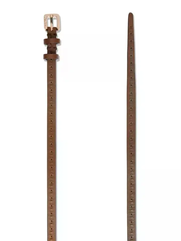 Max Mara Leather Skinny Belt - Brown