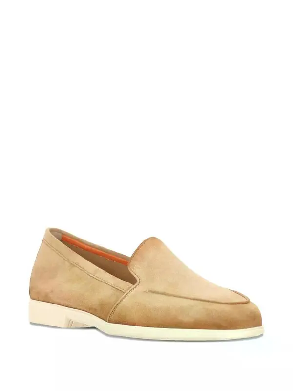 Santoni Almond Suede Loafers