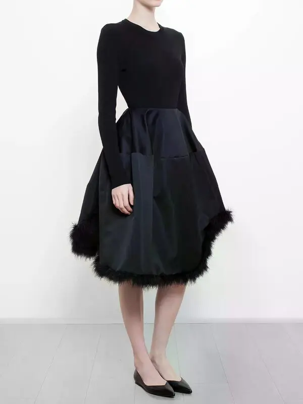 Simone Rocha Feather-trim A-line Skirt
