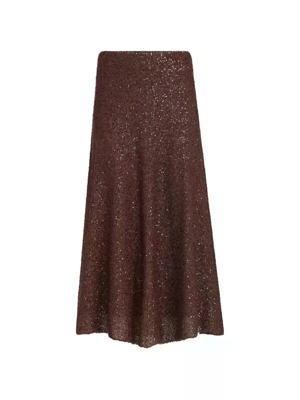 Brunello Cucinelli Elastic-waistband Midi Skirt - Brown
