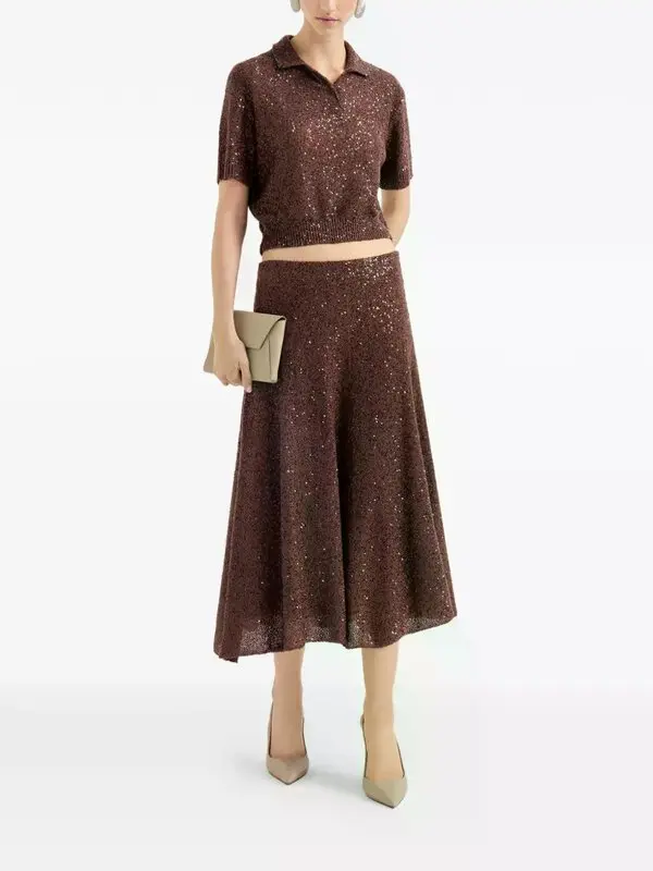 Brunello Cucinelli Elastic-waistband Midi Skirt - Brown