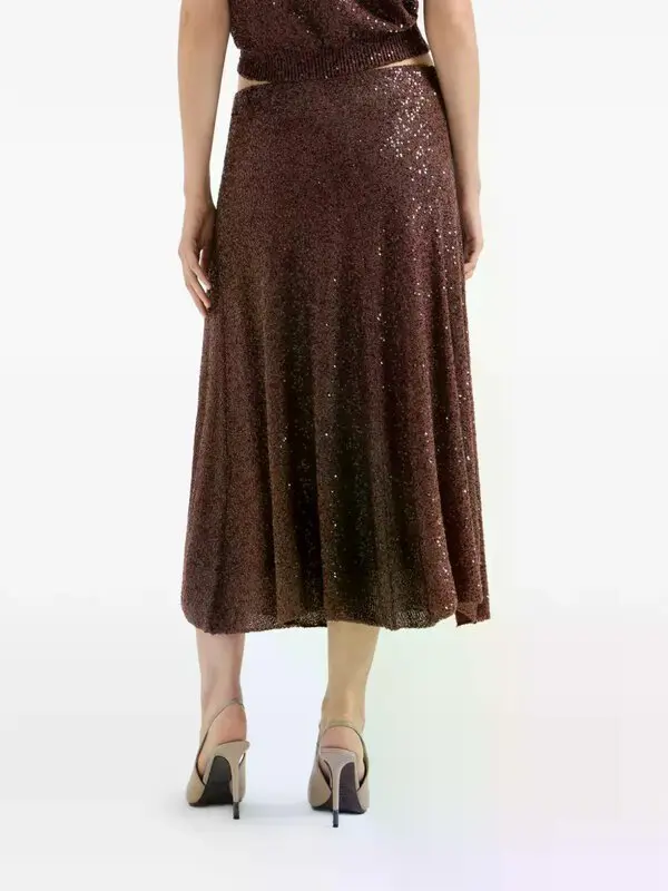 Brunello Cucinelli Elastic-waistband Midi Skirt - Brown