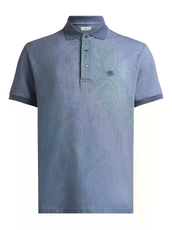 Etro Arnica-motif Cotton Polo Shirt - Blue