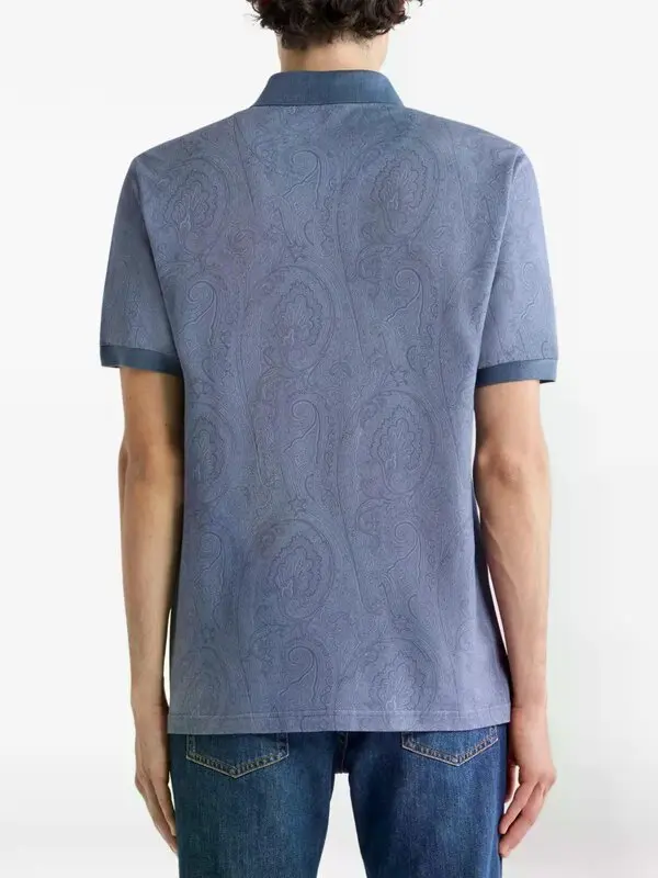 Etro Arnica-motif Cotton Polo Shirt - Blue