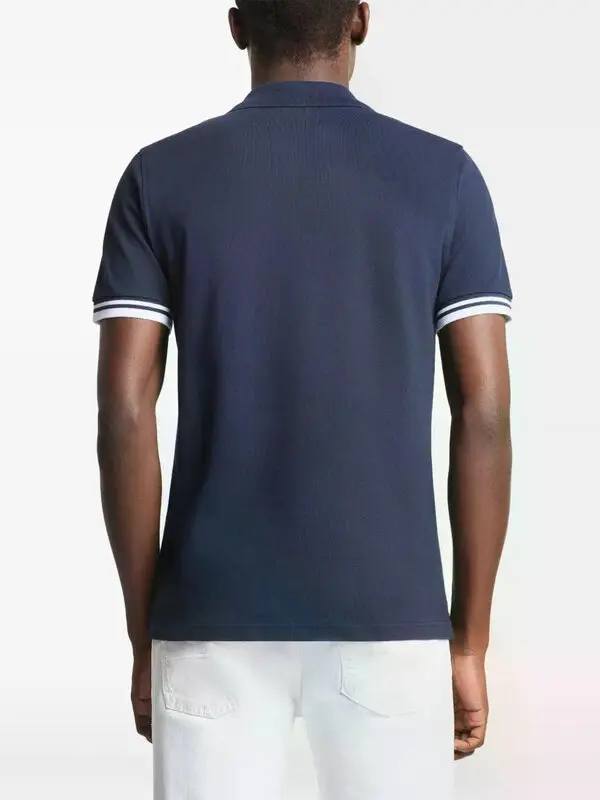 FAY Striped Piqued Short-sleeves Polo Shirt - Blue