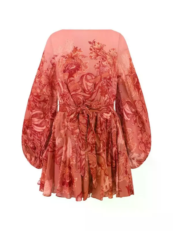 Hemant & Nandita Floral Print Mini Cocktail Dress - Red