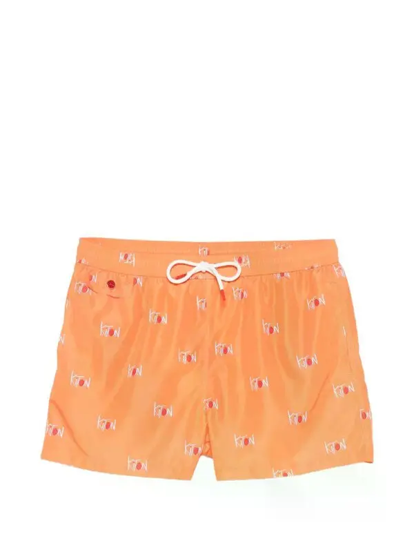 Kiton Logo Drawstring Swim Shorts - Orange