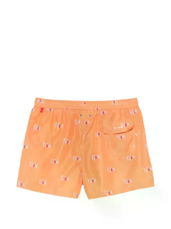 Kiton Logo Drawstring Swim Shorts - Orange