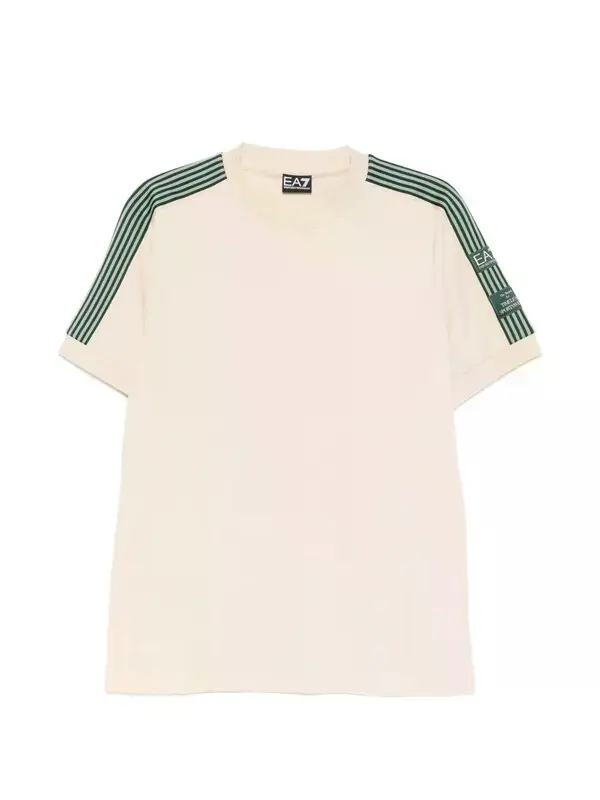 EA7 Stripe-detail T-shirt - Neutrals