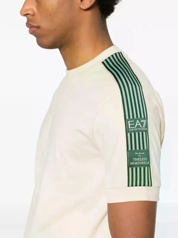 EA7 Stripe-detail T-shirt - Neutrals