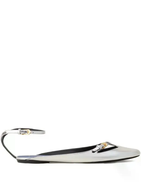 LANVIN Buckle Ankle-strap Ballet Flats - Silver