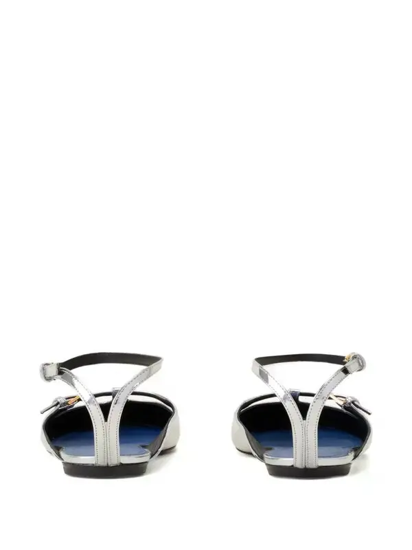 LANVIN Buckle Ankle-strap Ballet Flats - Silver