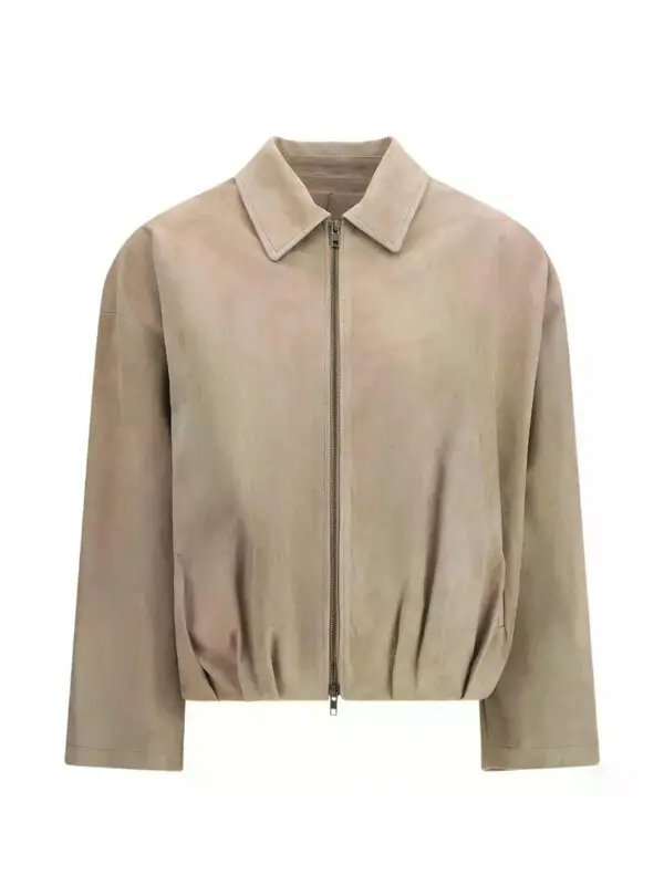 SALVATORE SANTORO Suede Bomber Jacket - Neutrals