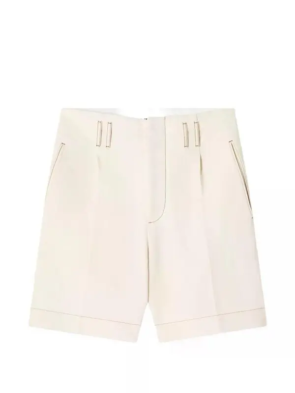 LANVIN Topstitch Cotton Shorts - Neutrals