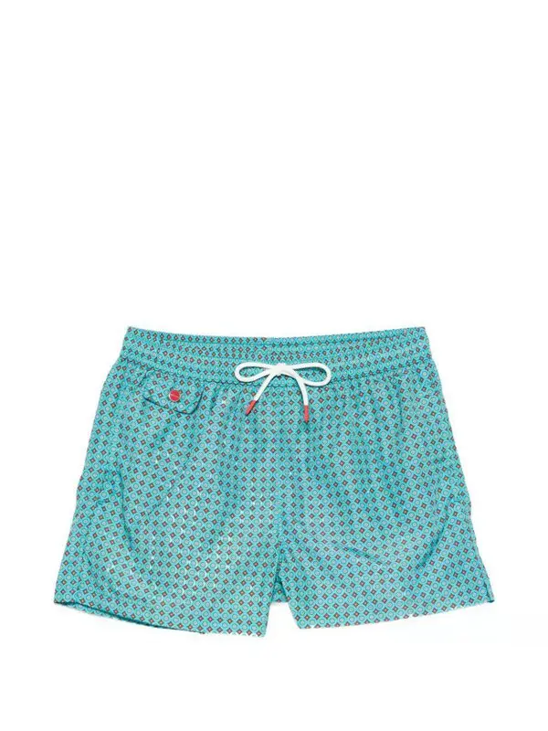 Kiton Geometric-print Swim Shorts - Blue