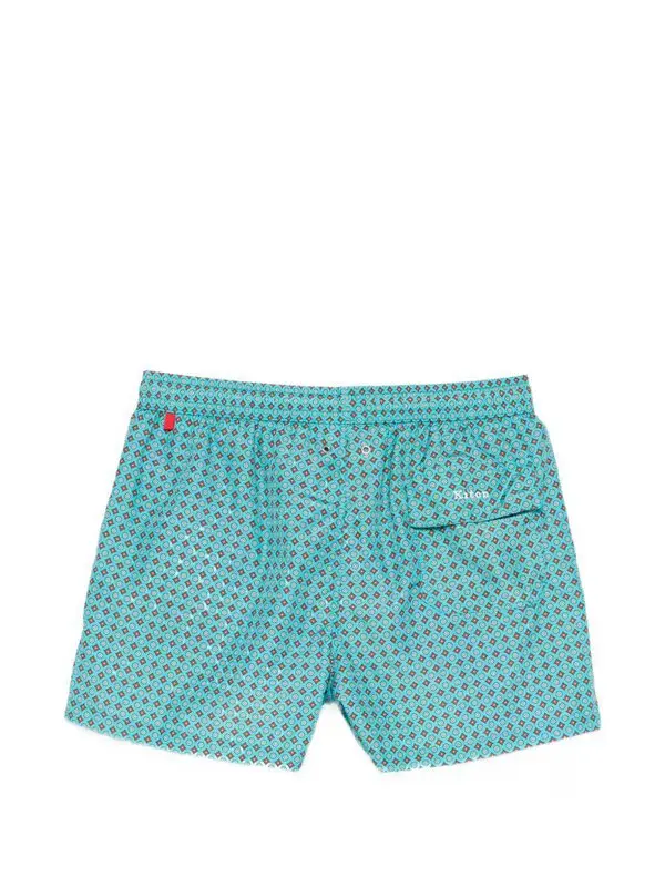 Kiton Geometric-print Swim Shorts - Blue
