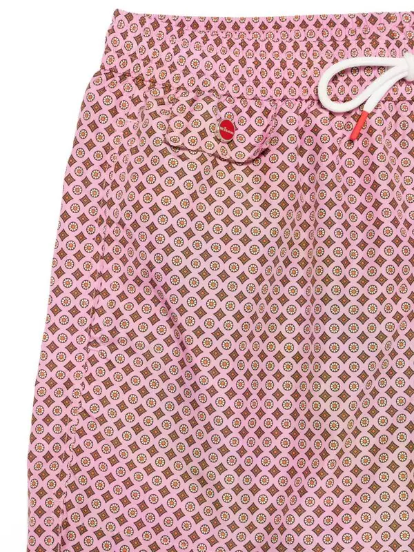 Kiton Geometric-print Swim Shorts - Pink