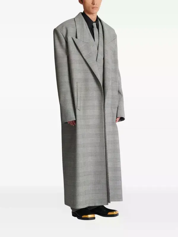 Balmain Prince-of-wales Buttoned Coat - Black