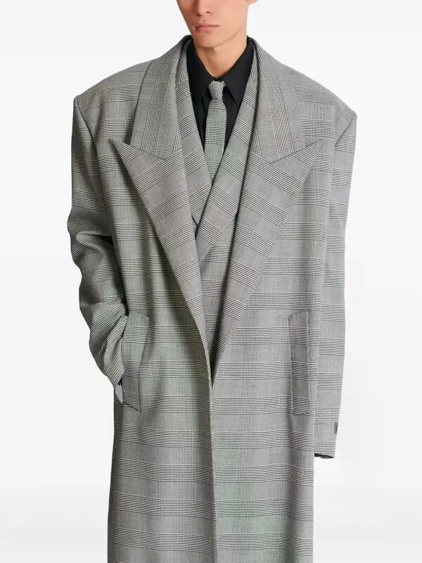 Balmain Prince-of-wales Buttoned Coat - Black