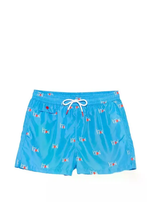 Kiton Logo-print Swim Shorts - Blue