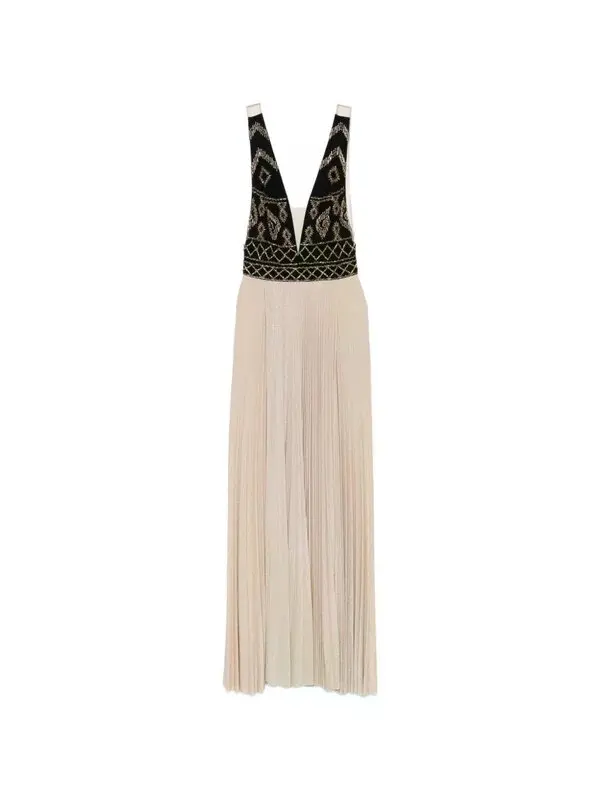 Elisabetta Franchi V-neck Pleated Maxi Dress
