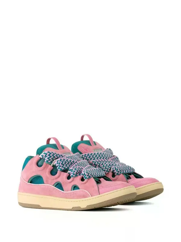 LANVIN Curb Cut-out Lace-up Sneakers - Pink