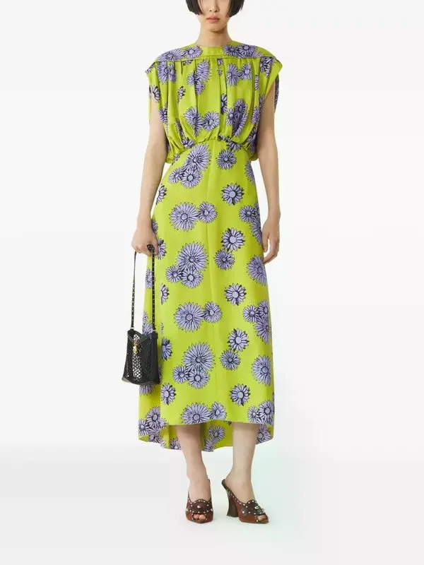 LANVIN Floral-pattern Sleeveless Midi Dress