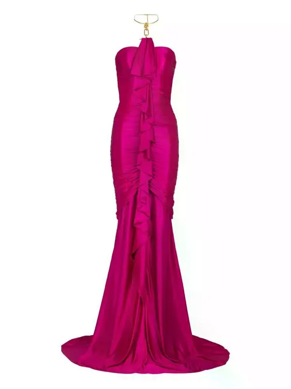 Balmain Draped Bustier Maxi Dress - Pink