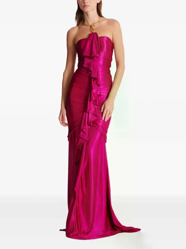 Balmain Draped Bustier Maxi Dress - Pink