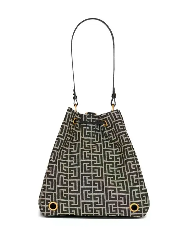 Balmain Monogram Jacquard Backpack - Black