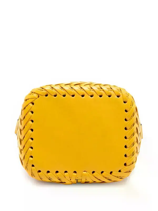 Fendi Mini Embossed Leather Whipstitch Mon Tresor Bucket Bag Satchel - Yellow