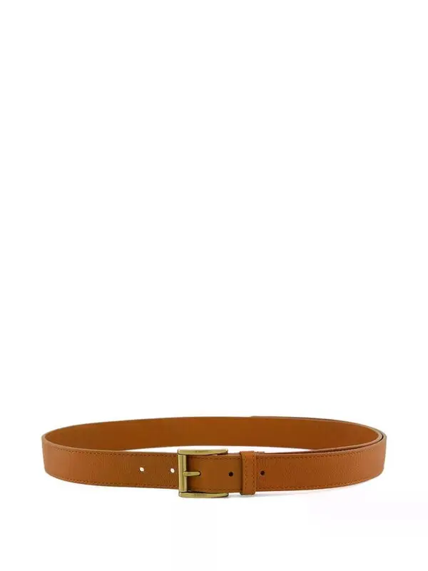 PAULA Leather Belt With Gold-tone Buckle - Brown
