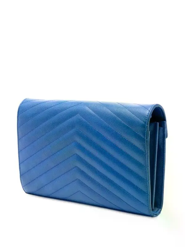 Saint Laurent Grain De Poudre Monogram Envelope Chain Wallet
