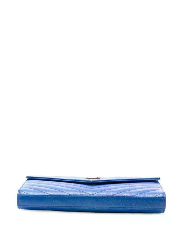 Saint Laurent Grain De Poudre Monogram Envelope Chain Wallet