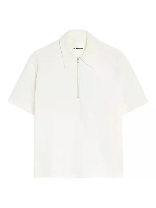 JIL SANDER Embroidered-logo Zip Polo Shirt - Neutrals