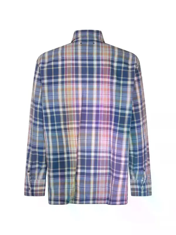 GOLDEN GOOSE Oversized Shirt In Indigo-and-beige Checked Cotton - Blue
