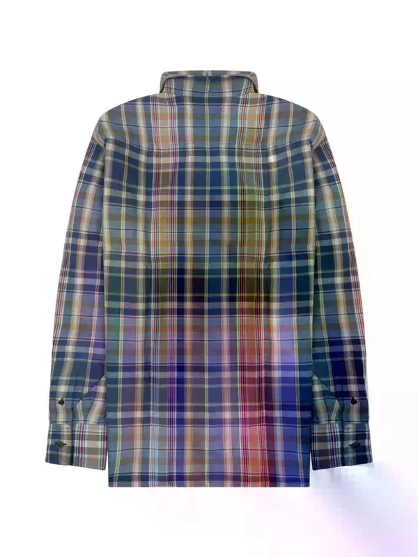 GOLDEN GOOSE Oversized Shirt In Indigo And Beige Checked Cotton - Blue
