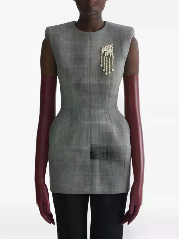 MUGLER Padded Shoulder Mini Dress