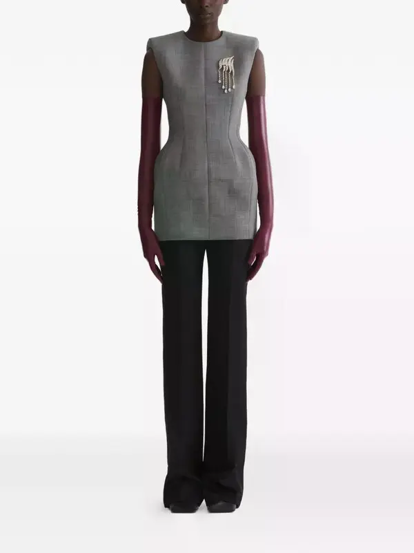 MUGLER Padded Shoulder Mini Dress