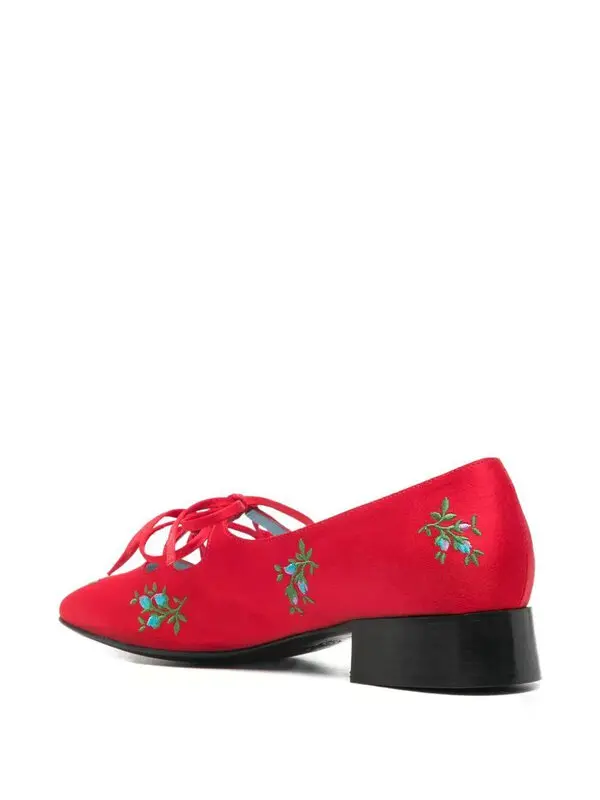 NICOLE SALDANA Isabel Floral-embroidery Pumps - Red
