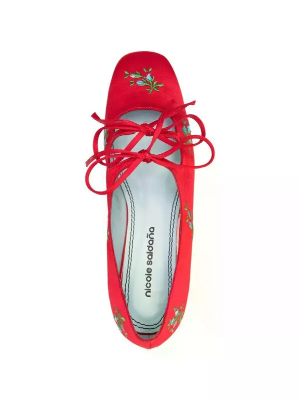 NICOLE SALDANA Isabel Floral-embroidery Pumps - Red