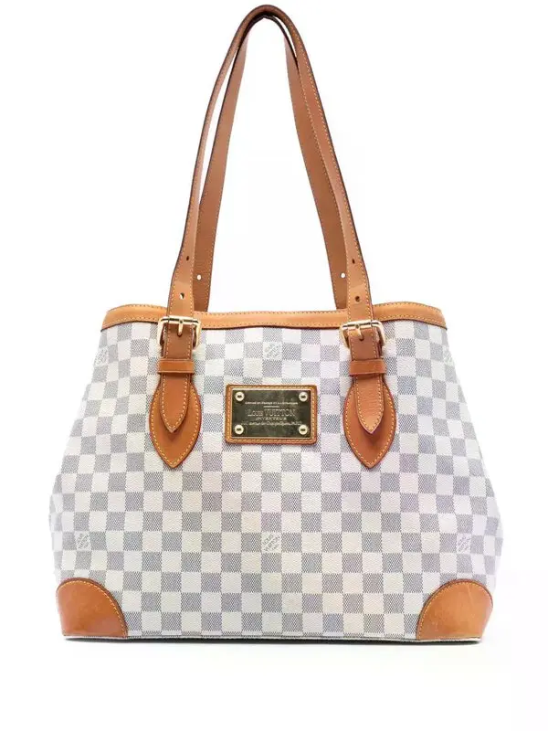 LOUIS VUITTON 2009 Damier Azur Hampstead Mm Tote Bag - White