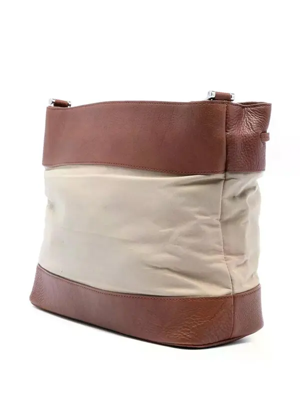 Burberry 2000-2017 Leather Trimmed Canvas Drawstring Bucket Bag