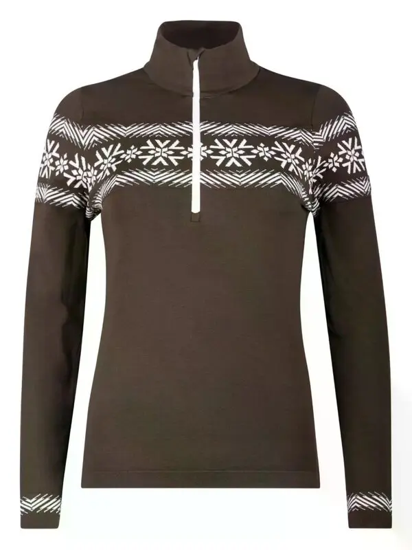 NEWLAND Patterned Zip-detail Sweater - Brown