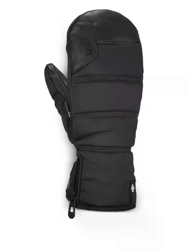 SNOWLIFE Leather-panel Padded Mittens - Black