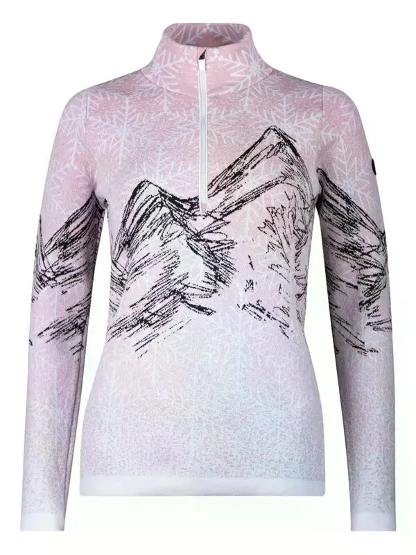 NEWLAND Mountain-print Zip Sweater - Pink