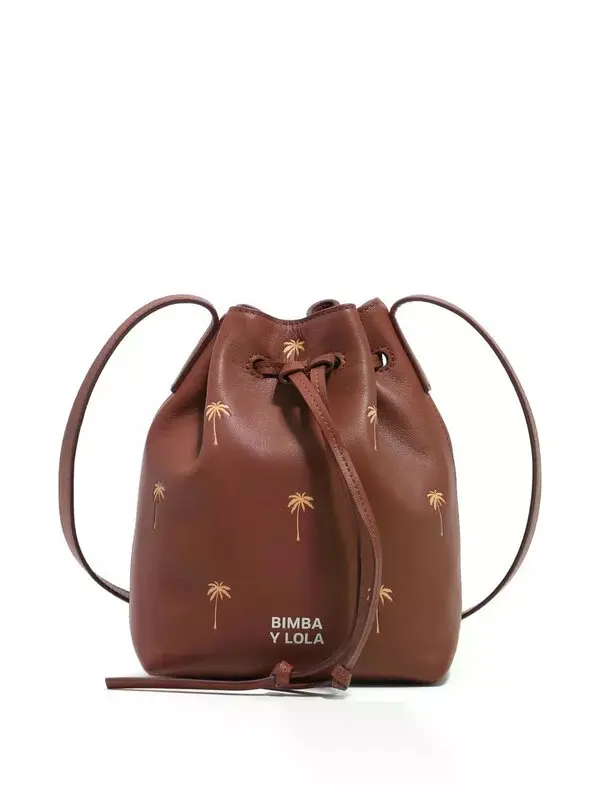 Bimba Y Lola Palm-tree Print Bucket Bag - Brown