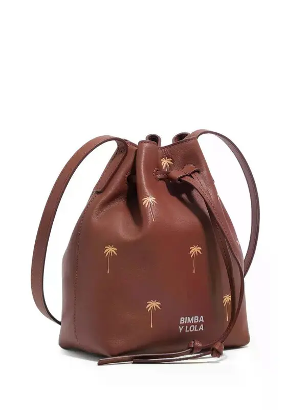 Bimba Y Lola Palm-tree Print Bucket Bag - Brown