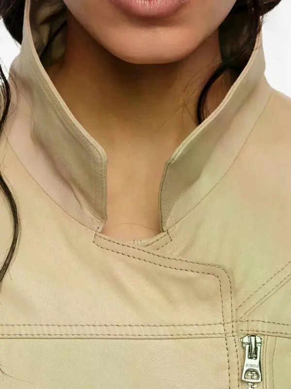 Bimba Y Lola Zip-fastening Belted Leather Jacket - Neutrals